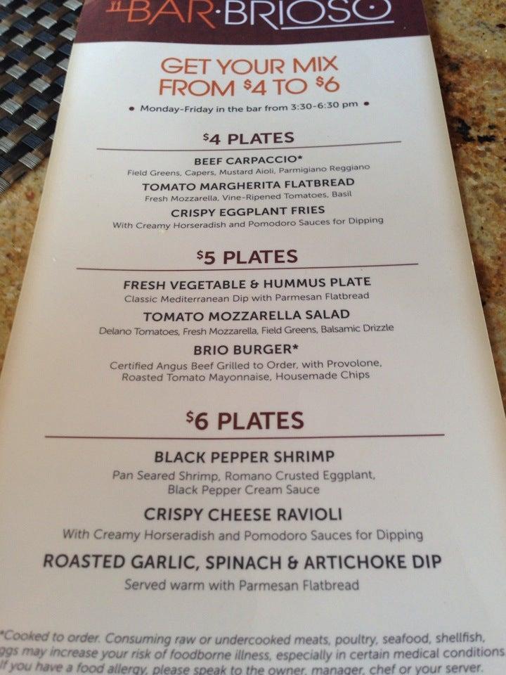 Menu at Brio Italian Grille pub & bar, Southlake, Plaza Pl