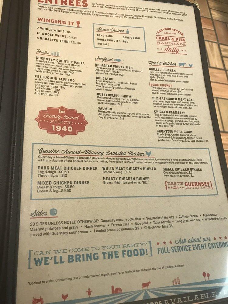 Menu at Guernsey Farms Dairy restaurant, Northville