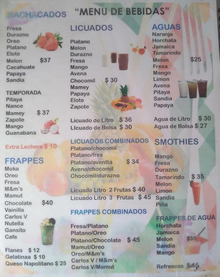Menu at Loncheria La Reyna restaurant, Chetumal