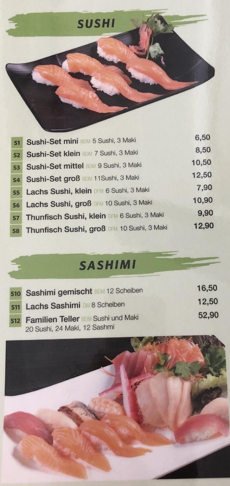 Menu at Weiko Asiatisches Restaurant, Innsbruck