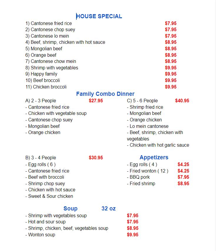 Menu at Dragon Buffet Restaurant, Nogales