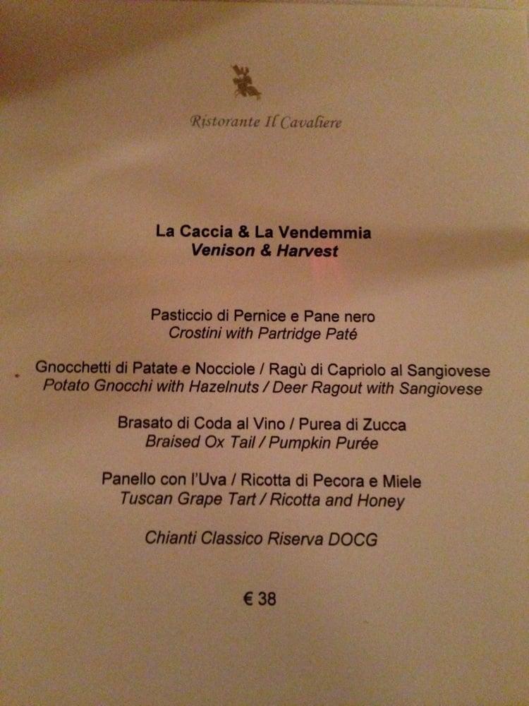 Menu da Ristorante Il Cavaliere del Castello di Gabbiano, Mercatale In ...