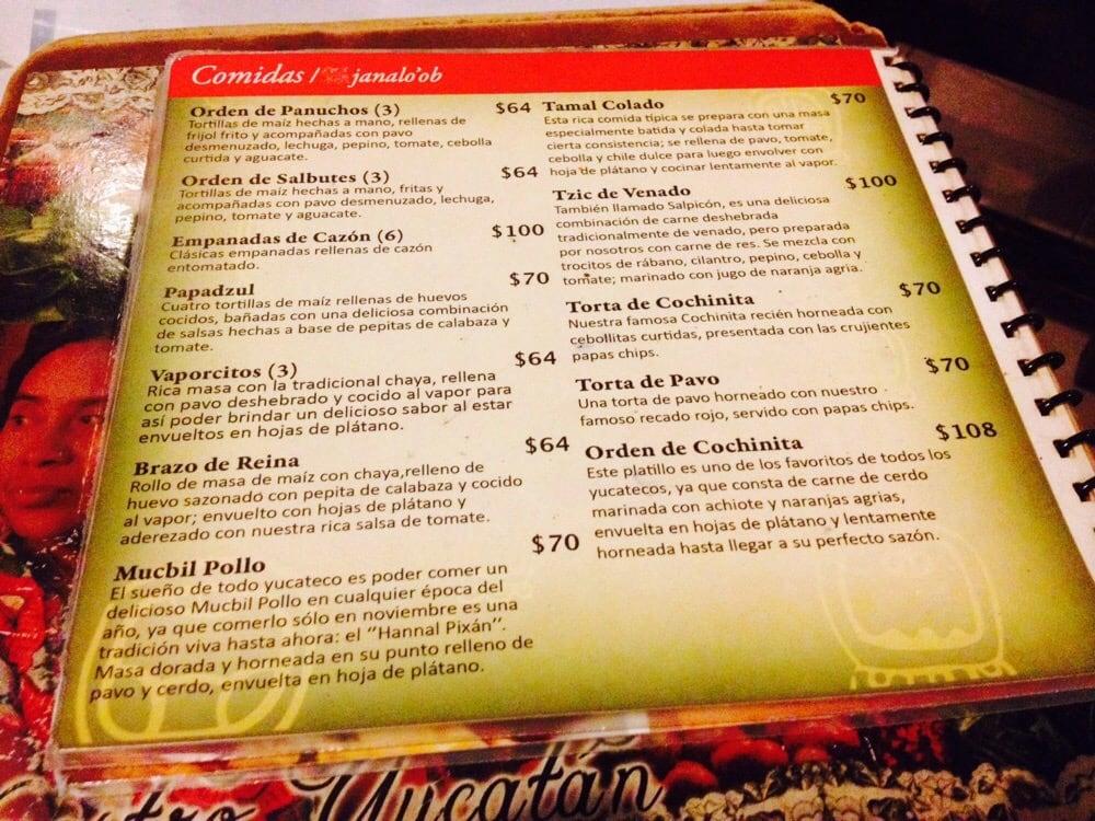 Carta del restaurante La Chaya Maya, Merida, C. 57 x 62