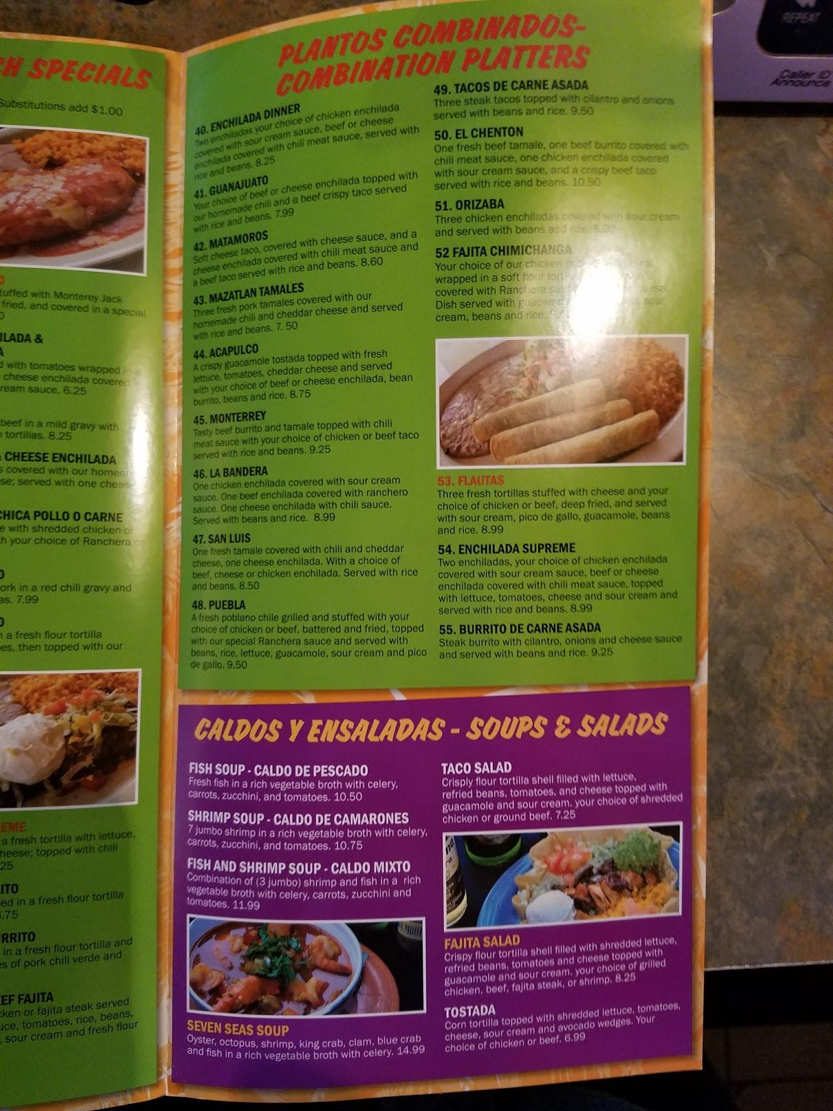 Menu at Las Palmas restaurant, Bentonville, 301 N Walton Blvd