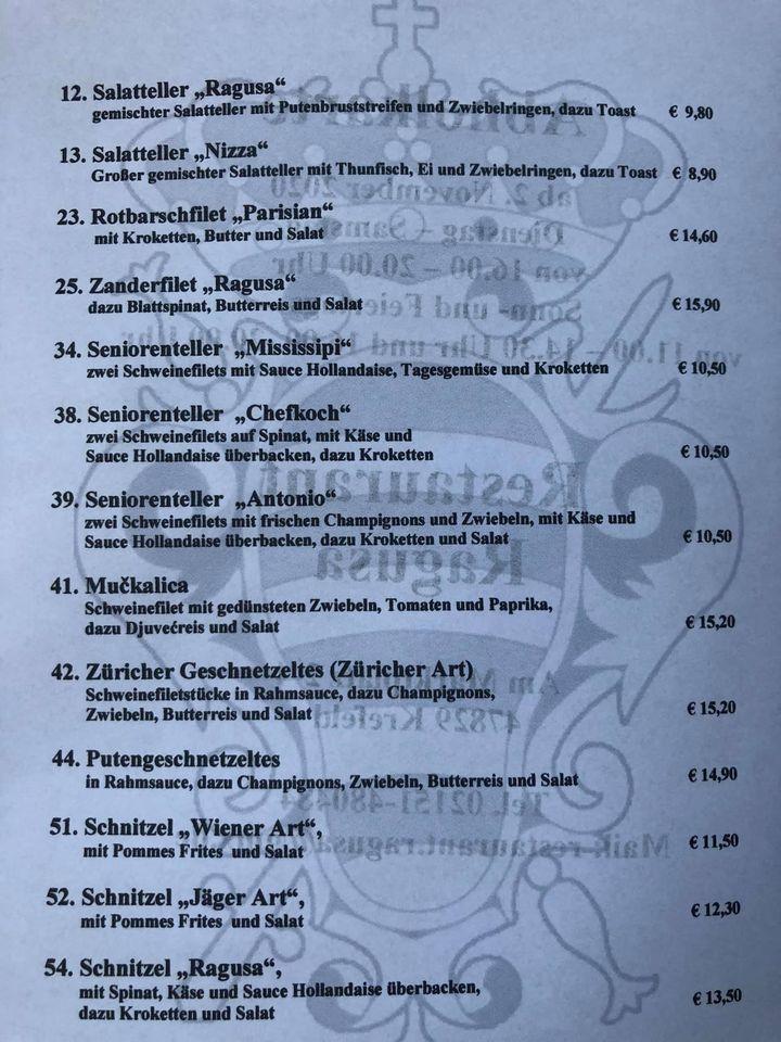Speisekarte von Ragusa restaurant, Krefeld