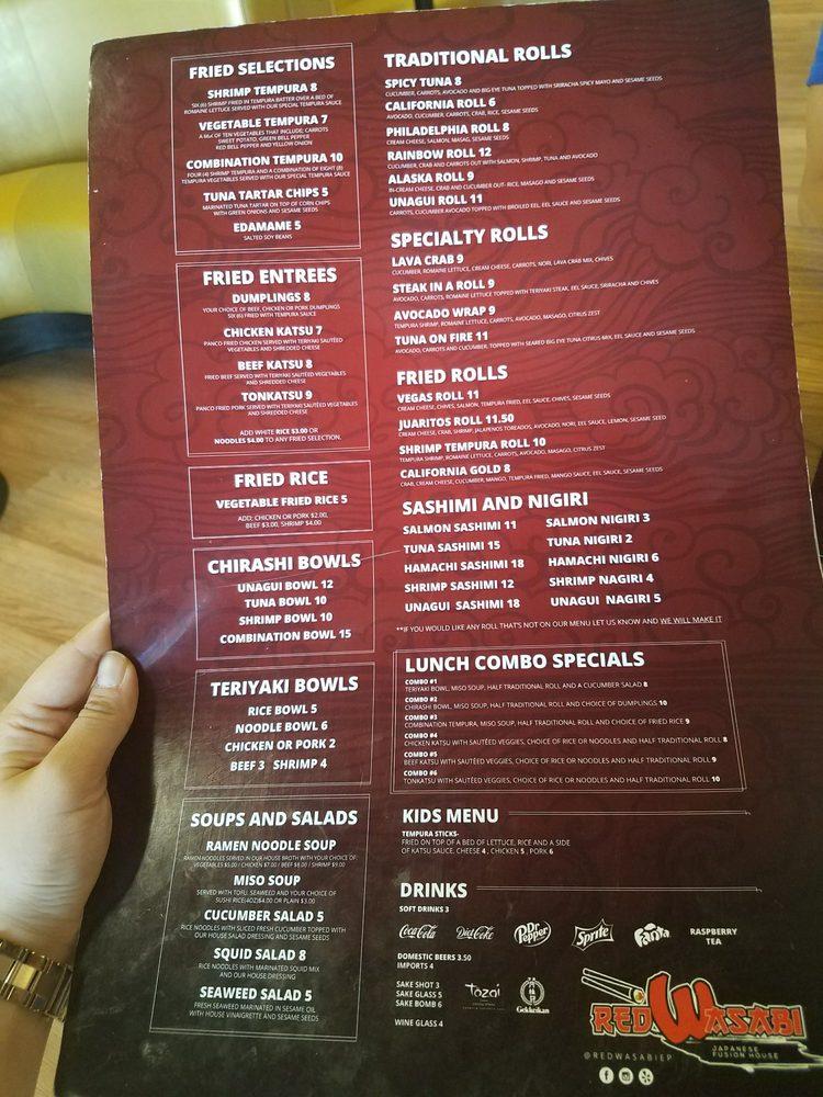 Menu at Red Wasabi restaurant, El Paso, N Zaragoza Rd Suite 153