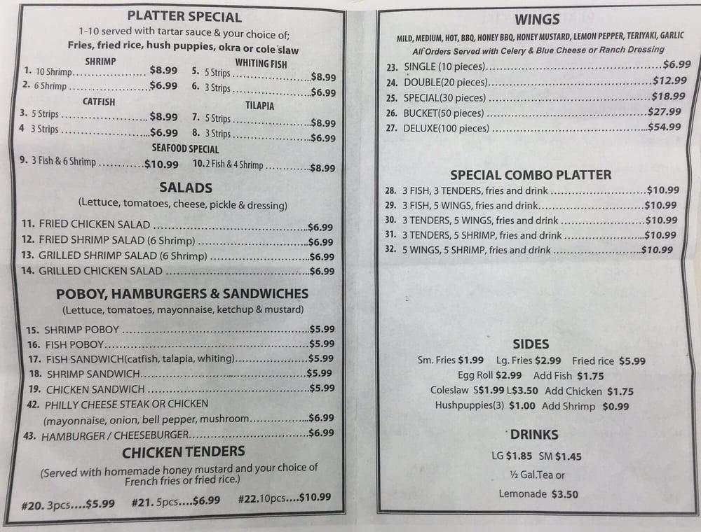 Menu at Steven's Fine Food fast food, McDonough