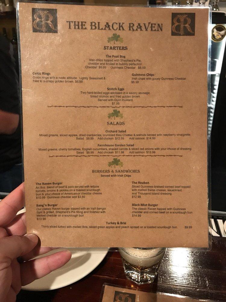 Menu at THE BLACK RAVEN PUB, Harrah