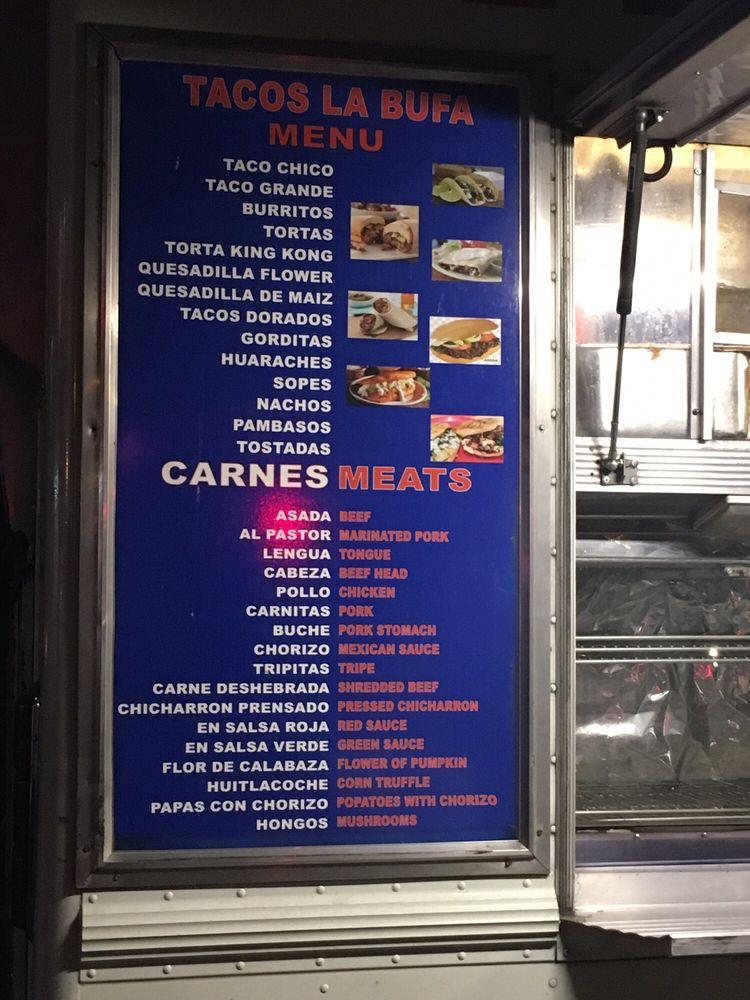 Carta del restaurante Tacos La Bufa, Reno, S Virginia St