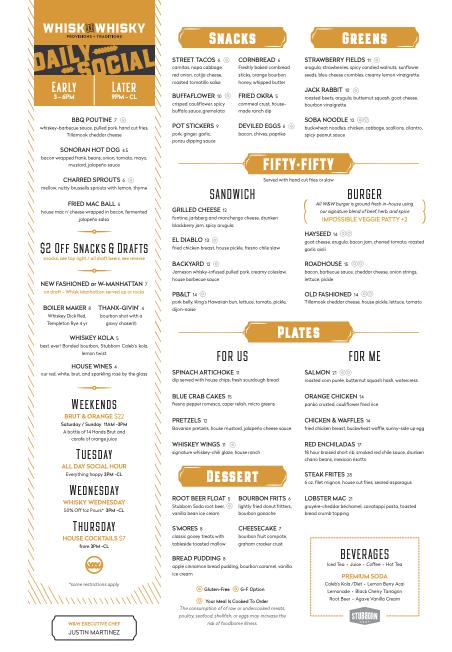 Menu at Whisk & Whisky pub & bar, Flagstaff