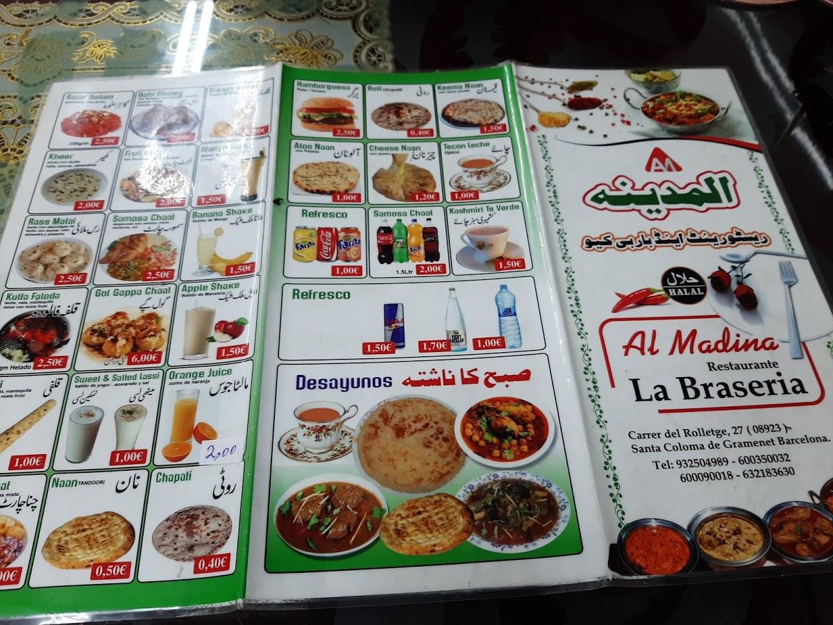 Carta de Al Madina Restaurante, Santa Coloma de Gramanet