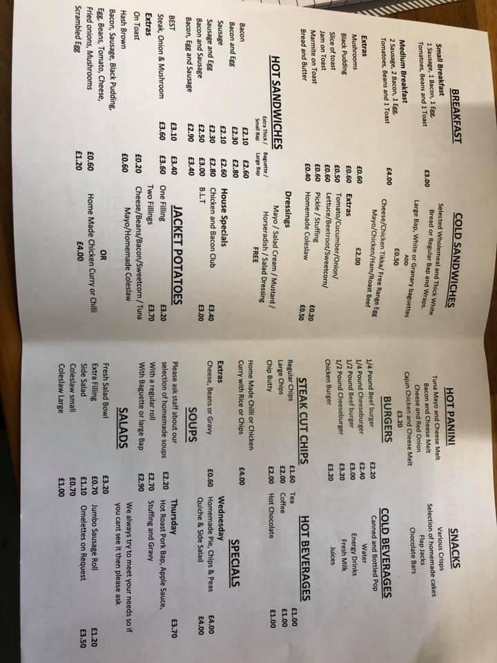 Menu at Nine Catering fast food, Rugeley