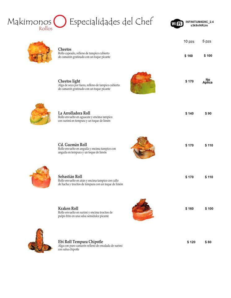 Carta del restaurante Matsuri Koi, Bucerías
