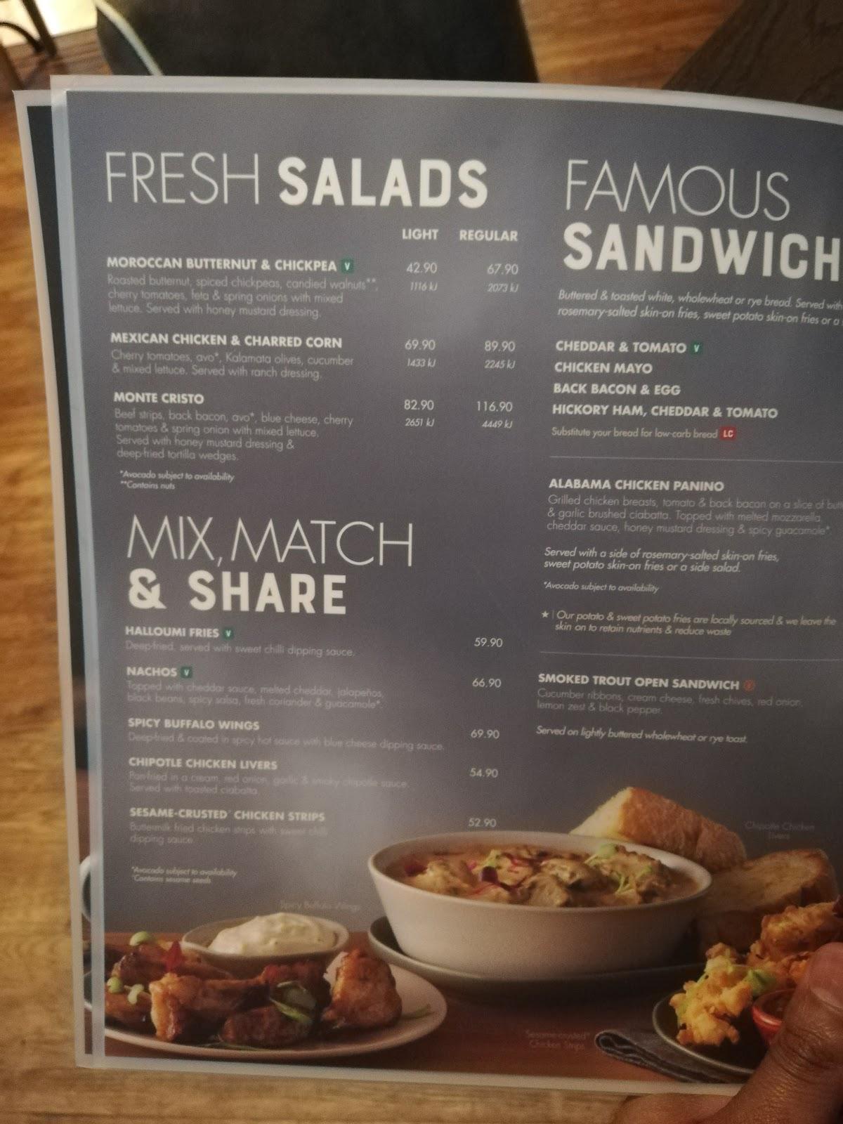 Menu at Mugg & Bean restaurant, Durban, Shop 316