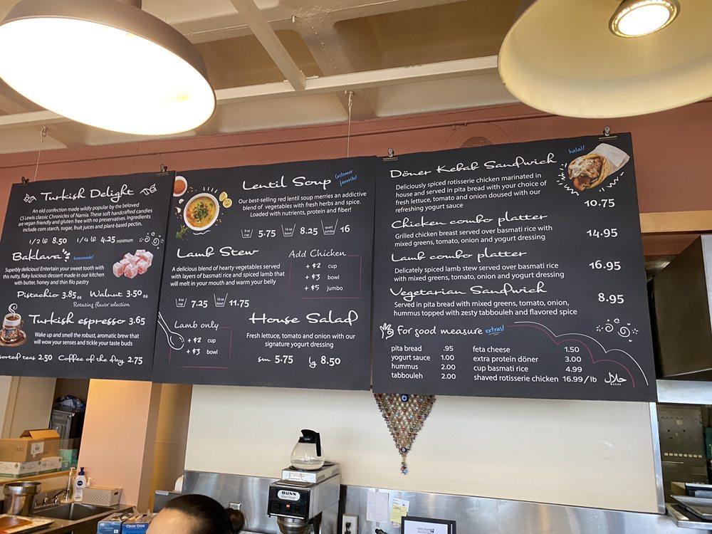 Menu at Turkish Delight restaurant, Seattle