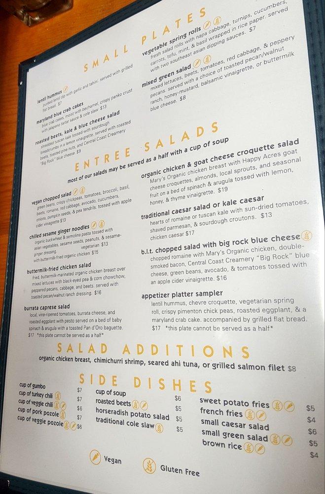 Menu at Big Sky Cafe, San Luis Obispo