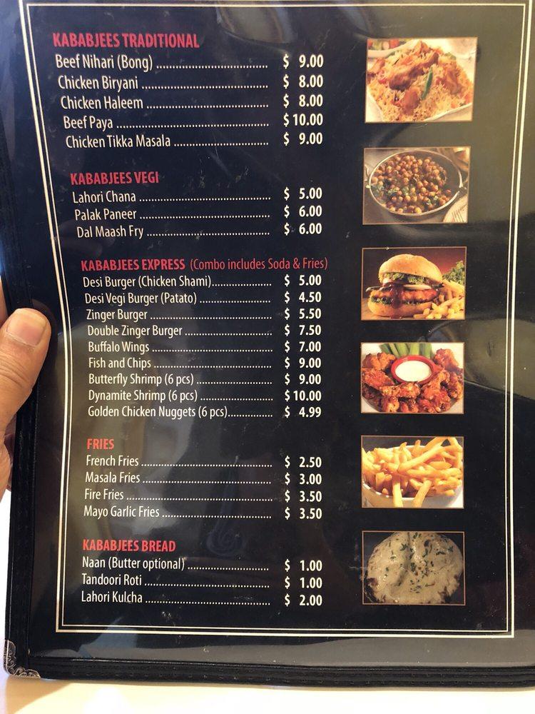 Menu at Kababjees BBQ, Hicksville
