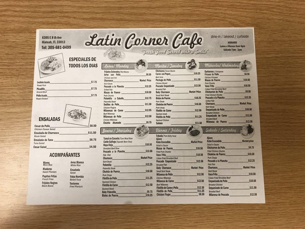 Menu at Latin Corner Cafe, Hialeah, E 8th Ave