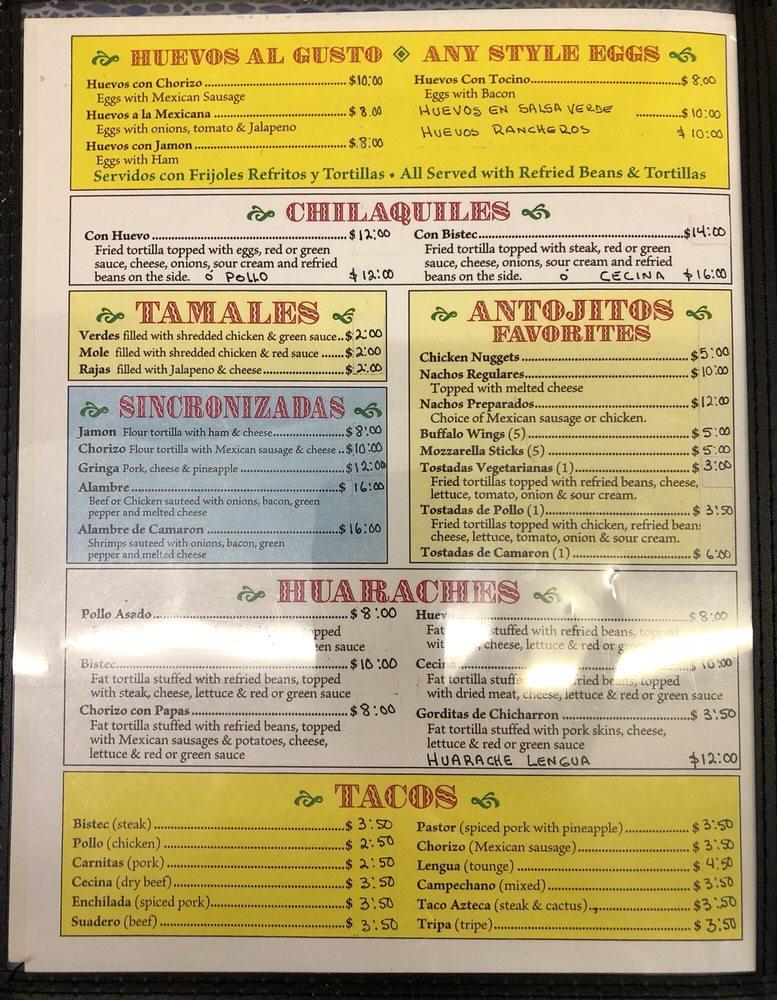 Menu at Los Potrillos restaurant, Bayonne, 150 Port Richmond Ave