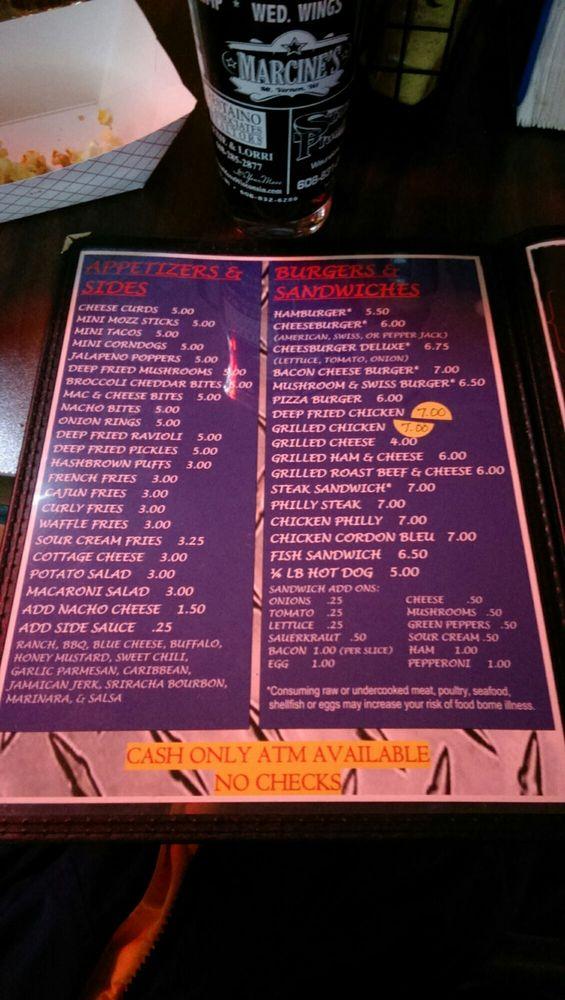 Menu at Marcine's pub & bar, Madison