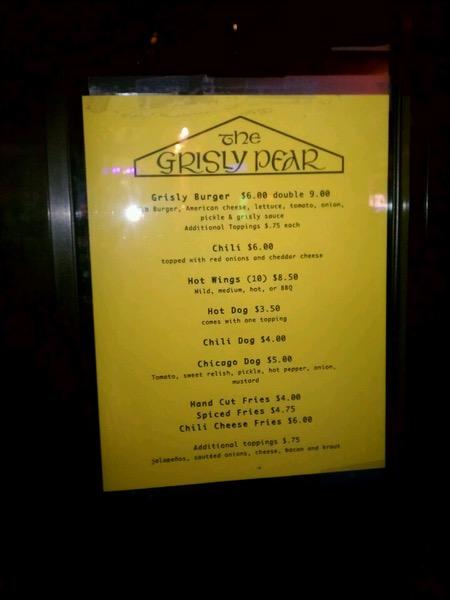 Menu at The Grisly Pear Greenwich Village pub & bar, New York City