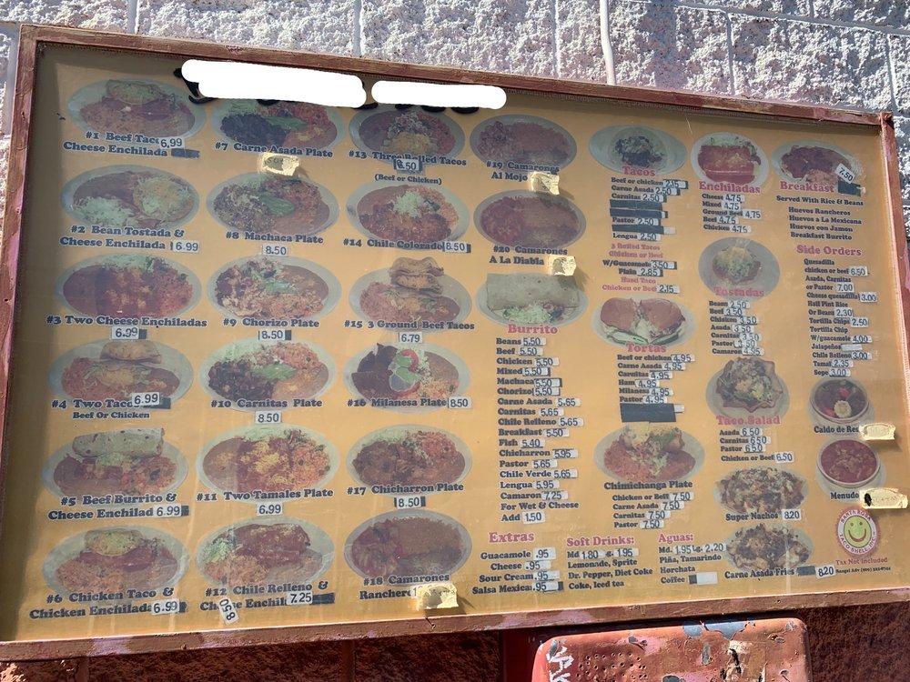 Menu at Santa Rosa Taco Shop restaurant, Henderson, 866 E Lake Mead Pkwy