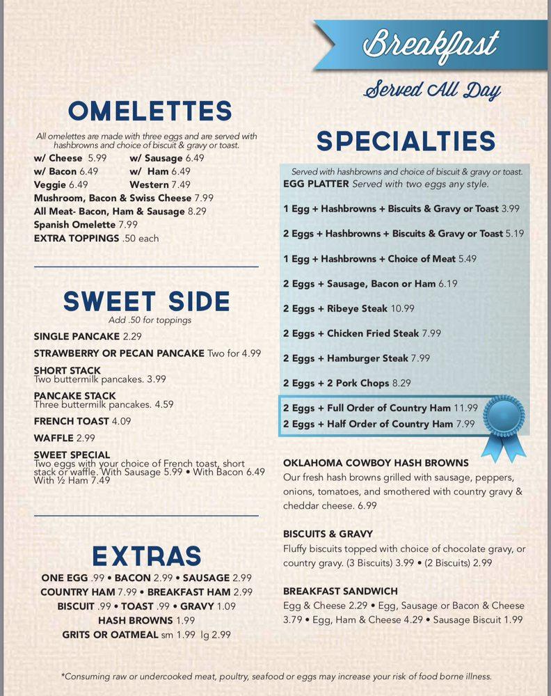 Menu at Blue Ribbon Diner restaurant, Muldrow