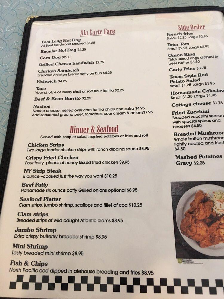 Menu at Burger Hut restaurant, Hubbard