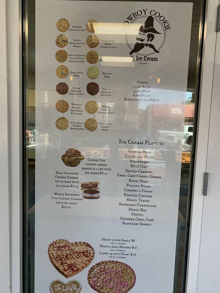 Menu at Cowboy Cookie & Ice Cream desserts, Pismo Beach