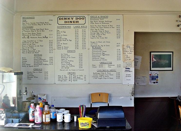 Menu at Dinky Doo Diner cafe, Littlehampton