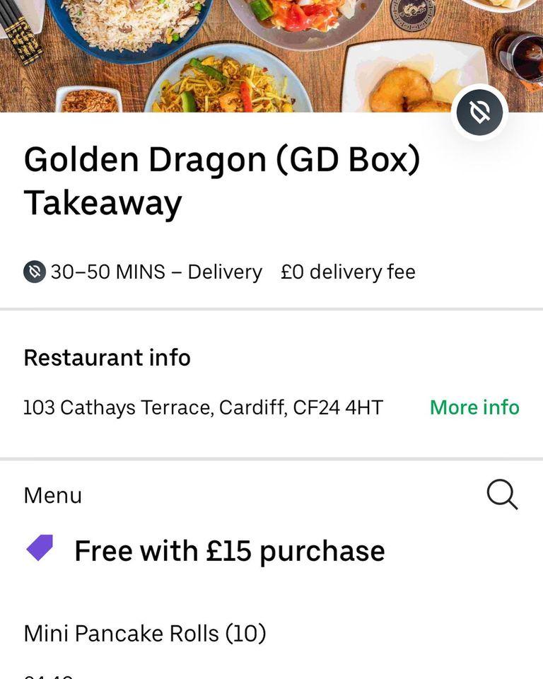 Menu at Golden Dragon (GD BOX) & GD VEGAN restaurant, Cardiff, 103 ...