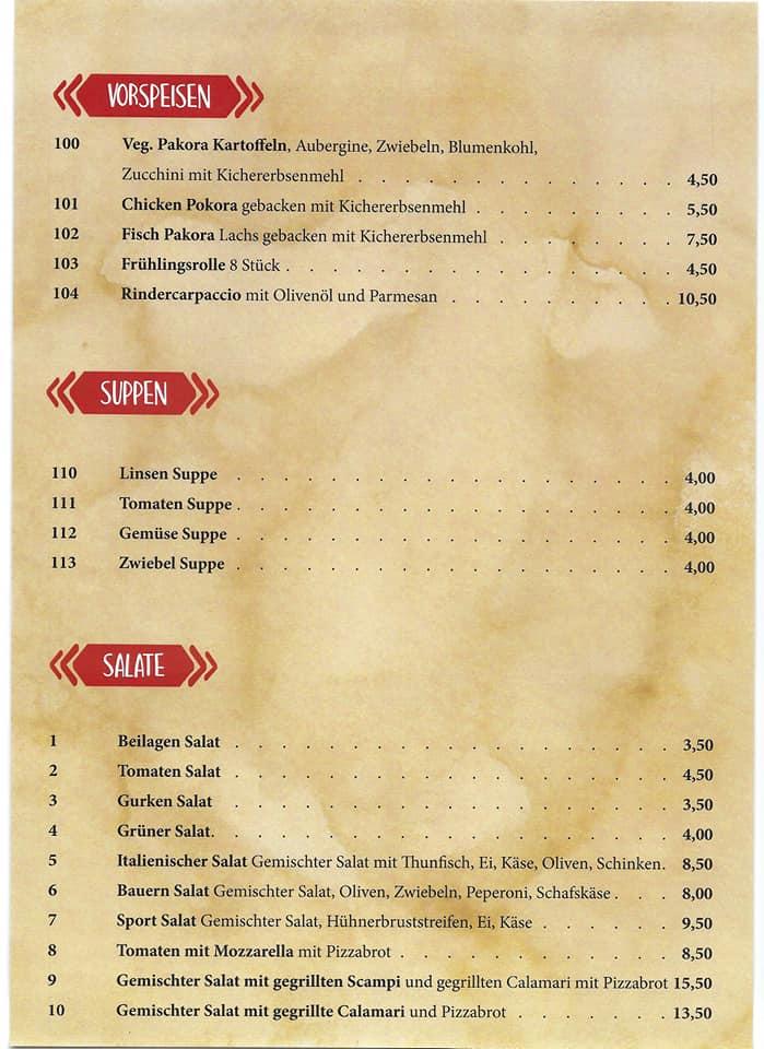 Speisekarte von Restaurant Triveni Terrace, Egling an der Paar