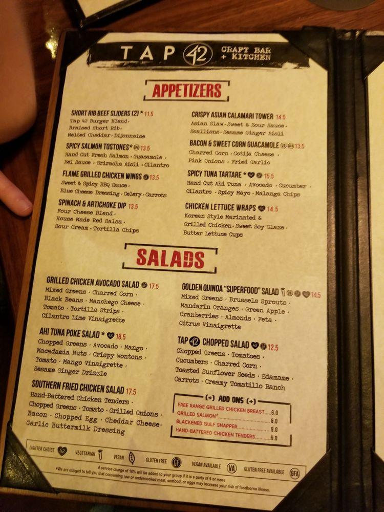 Menu at Tap 42 Craft Kitchen & Bar - Coral Gables, Coral Gables, 301 ...