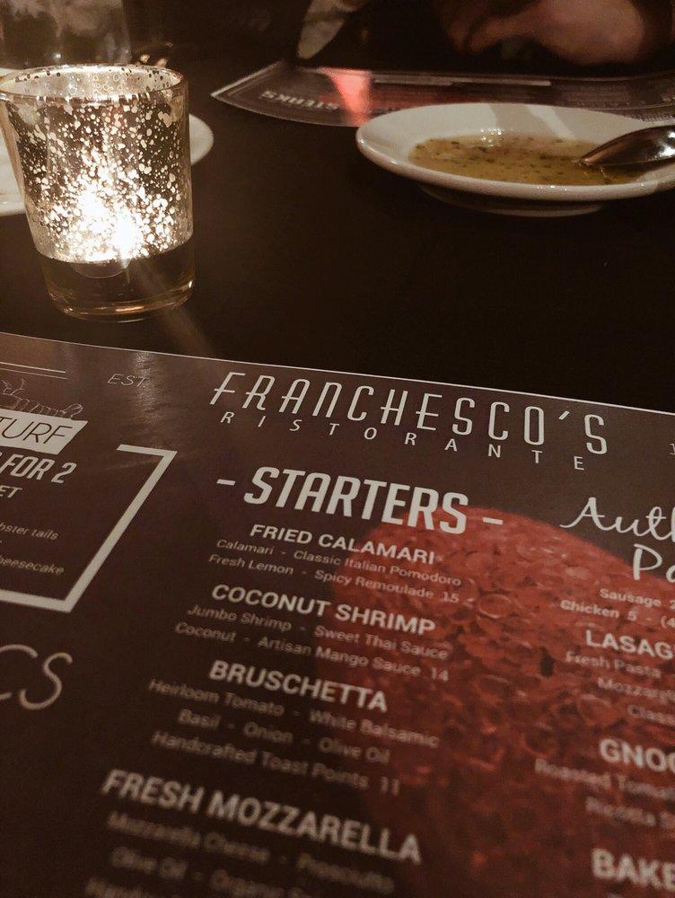 Menu at Franchesco's Ristorante steakhouse, Rockford