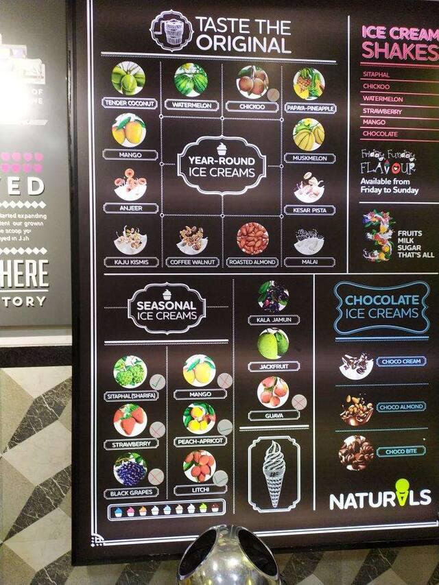 Menu at Natural Ice Cream, New Delhi, L8