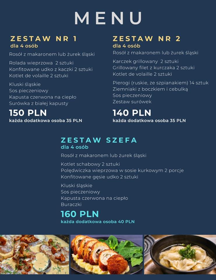 Menu at Pałac Pawłowice restaurant, Poland
