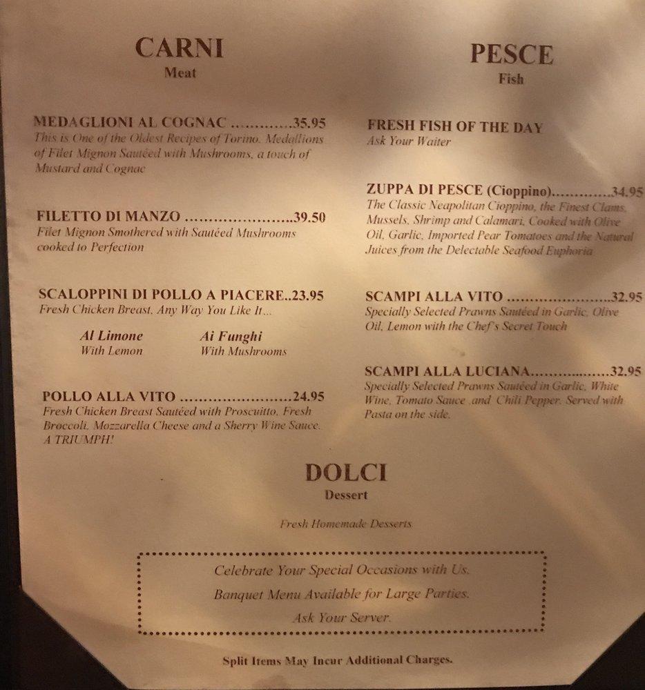 Menu at Vito Restaurant, Santa Monica