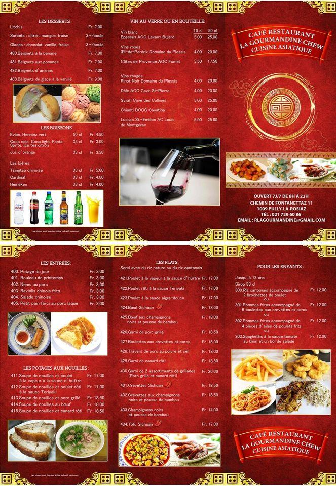 Menu at Café - Restaurant La Gourmandine Chew, Pully