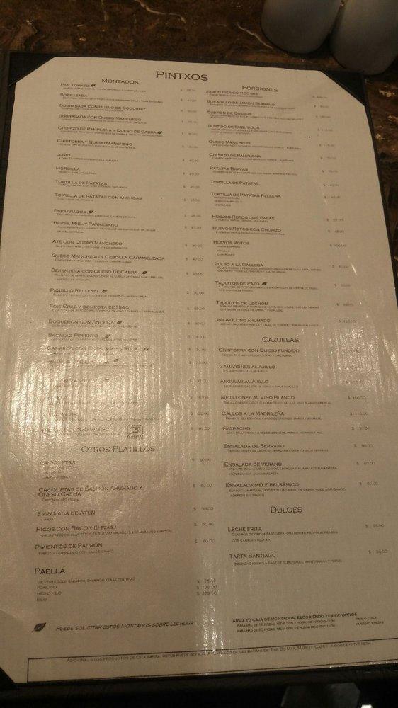 Menu at Café City Market, Guadalajara