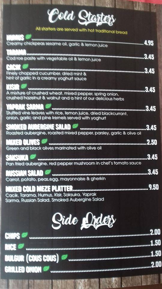 Menu at Ada Brasserie restaurant, Southend-on-Sea