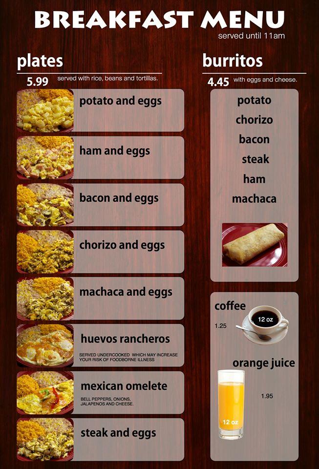 Menu at Mi Pueblo Mexican Food restaurant, Phoenix