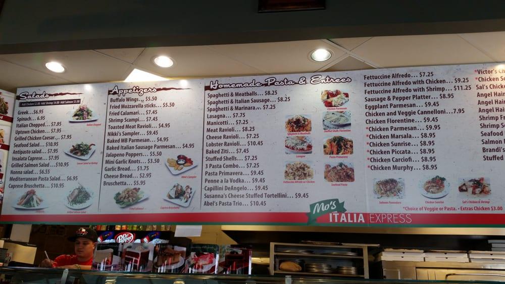 Menu at Mo's Italia Express restaurant, Cedar Hill