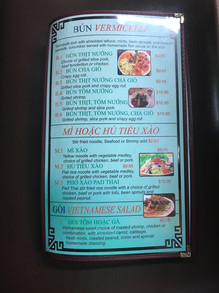 Menu at Pho Van restaurant, Windsor