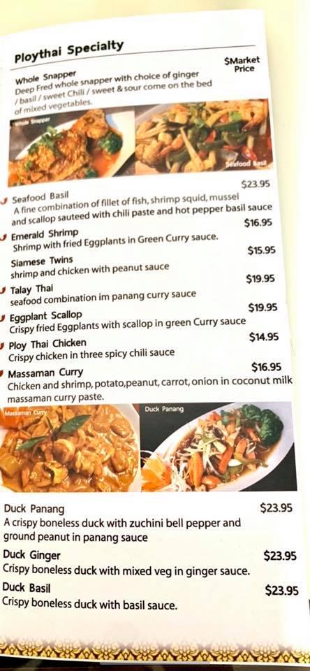 Menu at Ploy Thai Sushi restaurant, Brandon