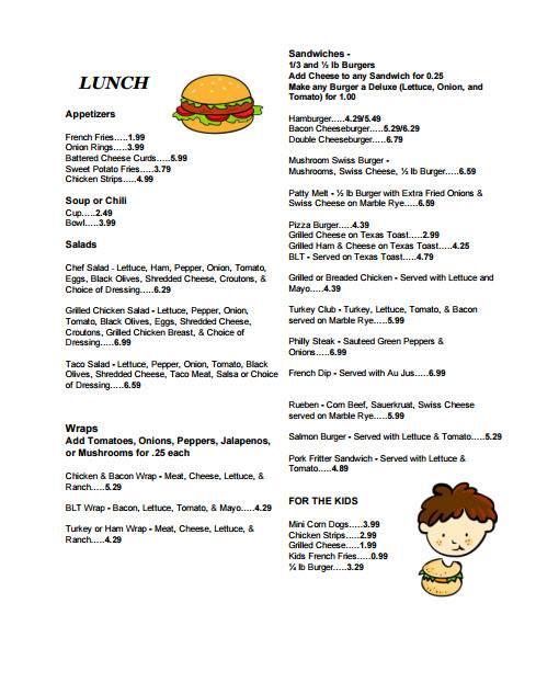 Menu at Red Apple Inn restaurant, Gays Mills