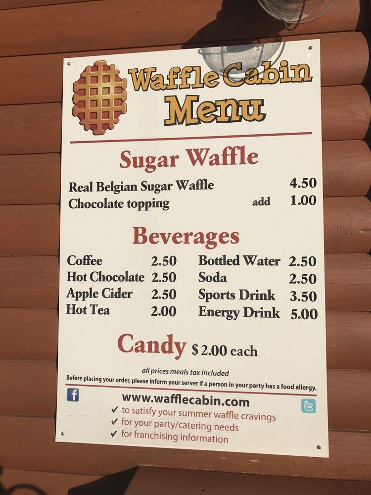 Menu at Waffle Cabin cafe, Princeton
