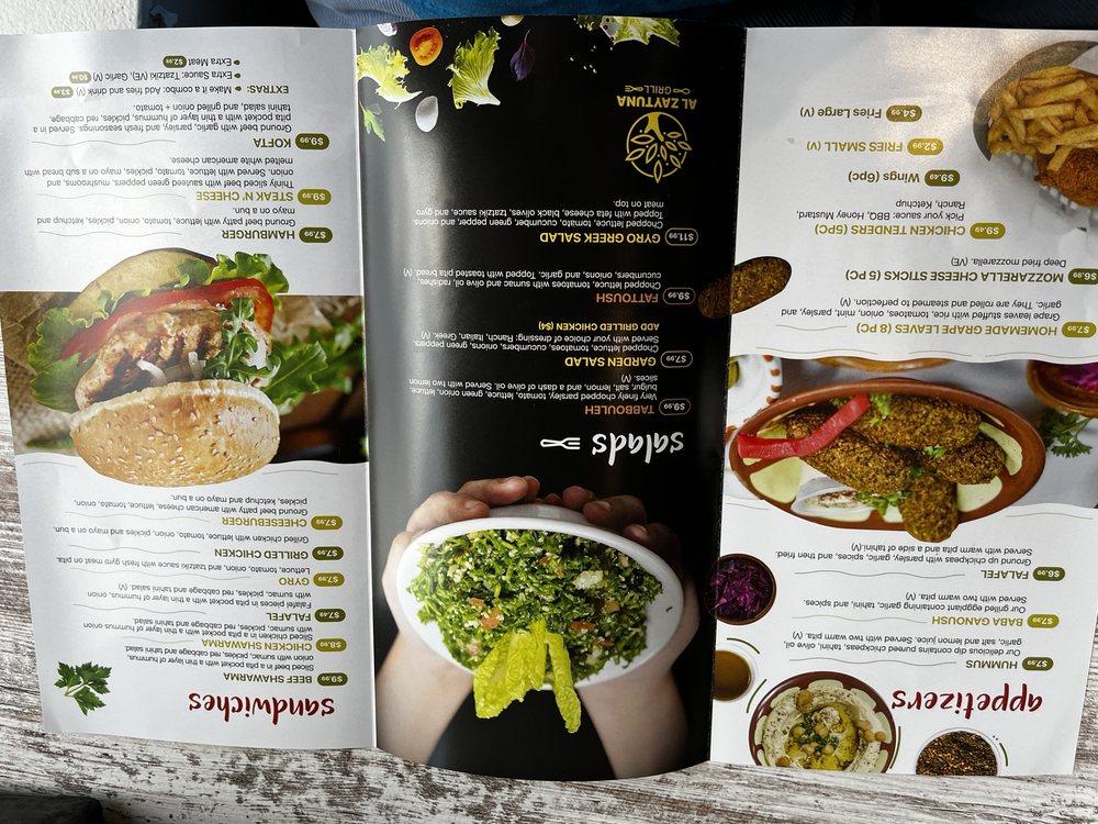 Menu at Al-Zaytuna Grill restaurant, Hamilton
