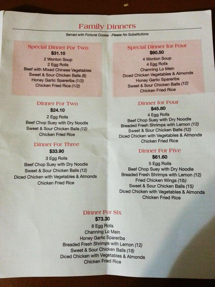 Menu at Channing Chinese Restaurant, Owen Sound