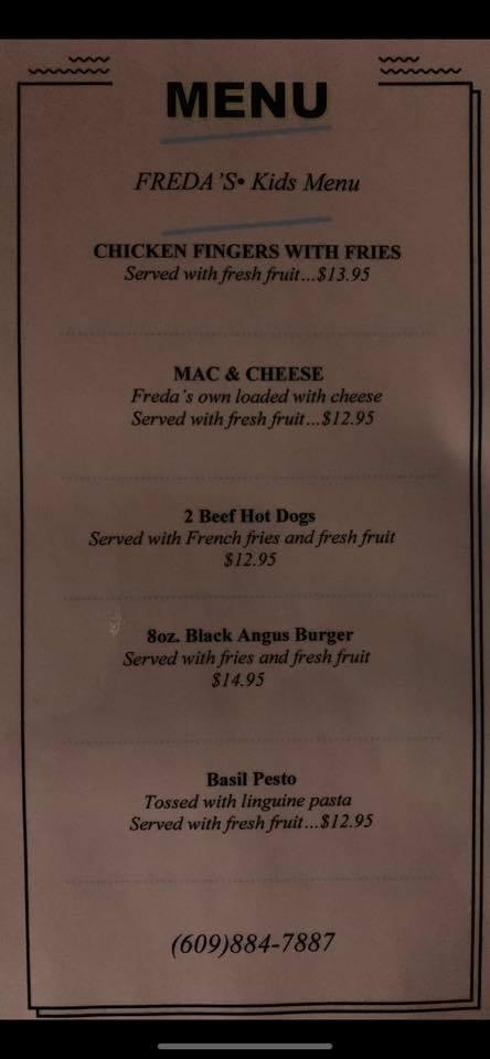 Menu at Freda's Cafe, Cape May, 210 Ocean St Apartment 1