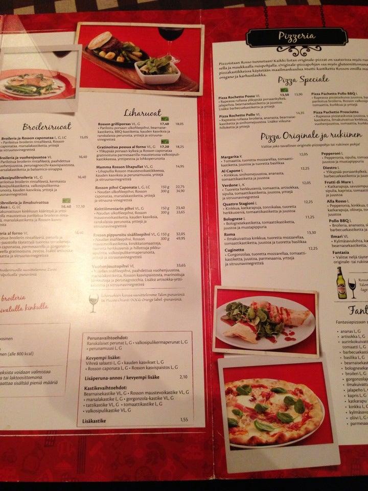 Menu at Rosso, Vaasa restaurant, Vaasa